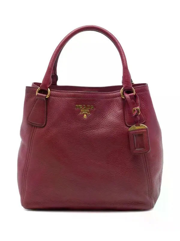 Prada 2013-2026 Vitello Daino Open Convertible Tote Satchel - Red