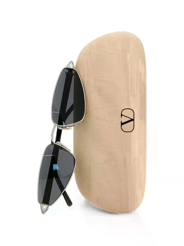 Valentino Garavani Crystal-embellished Geometric-frame Sunglasses