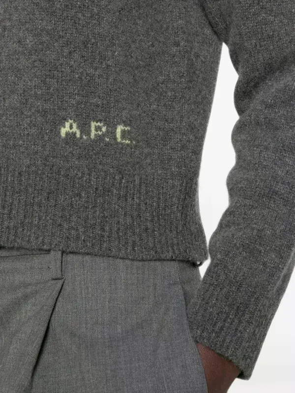 A.p.c. Logo-intarsia Crew Neck Sweater