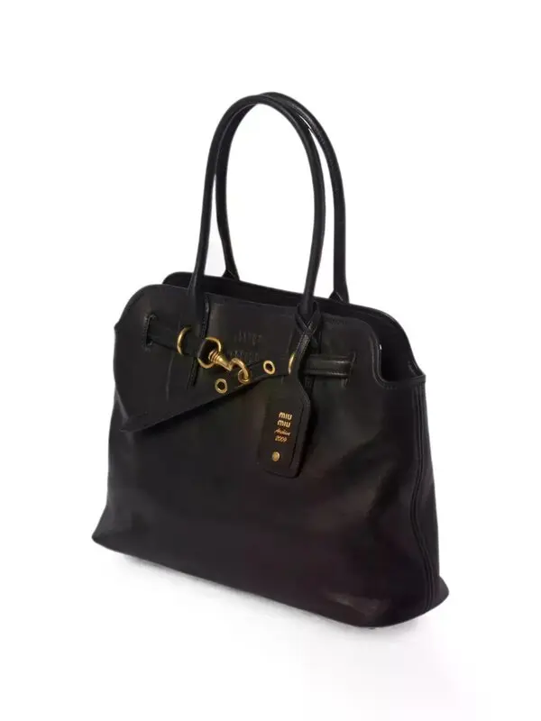 Miu Miu Aventure Logo-embossed Leather Tote Bag