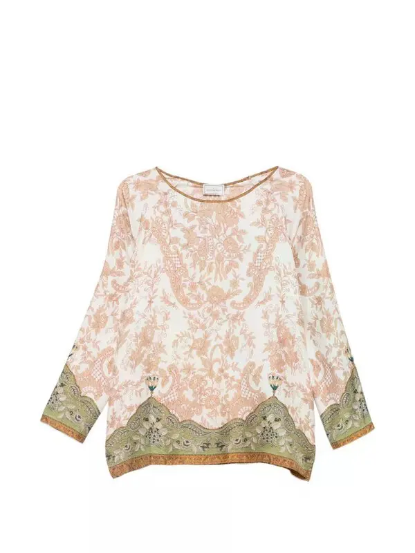 PIERRE-LOUIS MASCIA Silk-blend Floral Print Blouse - Neutrals