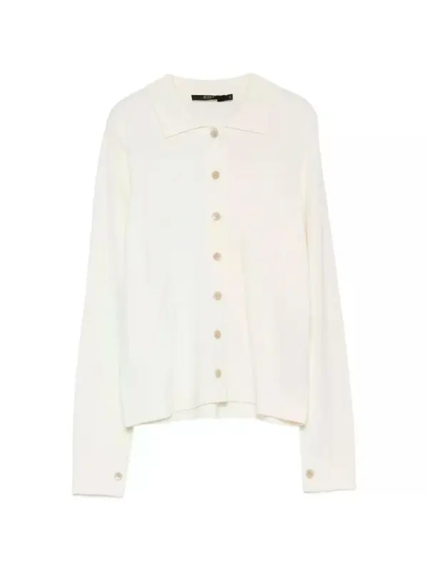 Seventy Fine Knit Collared Cardigan - Neutrals