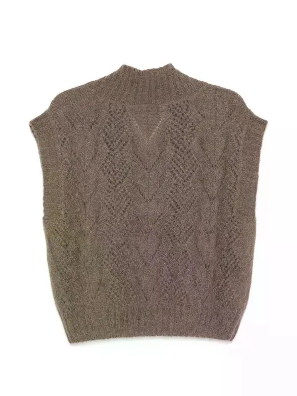 D.exterior Pointelle Knit V-neck Sleeveless Sweater