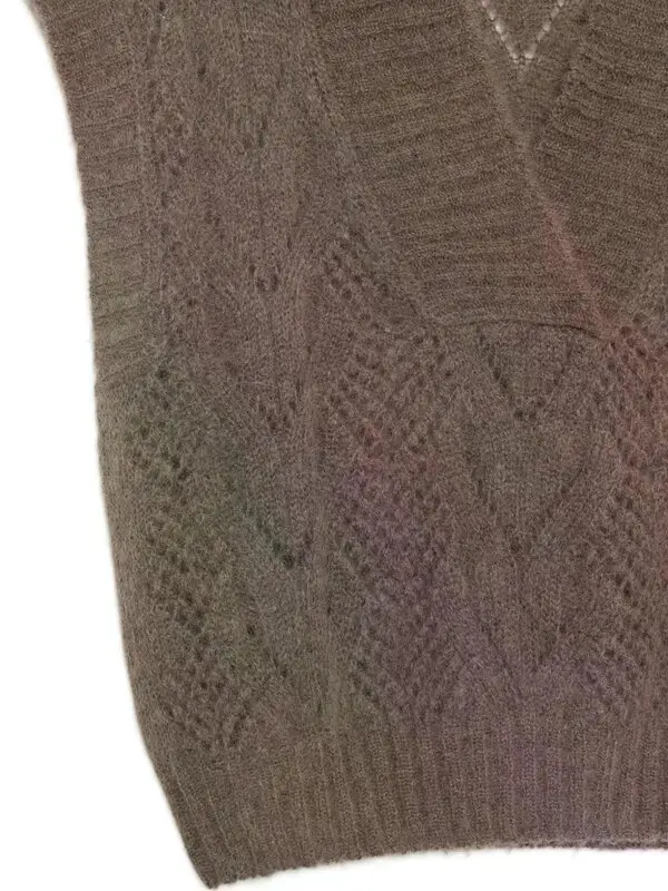 D.exterior Pointelle Knit V-neck Sleeveless Sweater