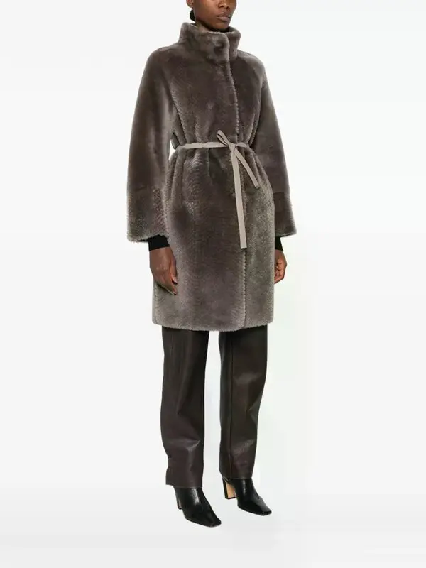 SUPREMA X Eraldo Belted Snake-effect Coat