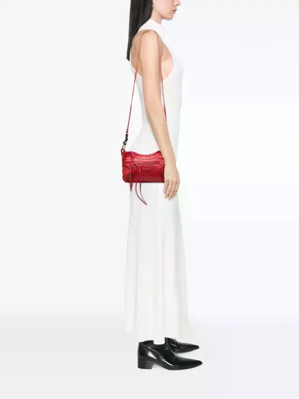 Balenciaga Lambskin Motocross Classic Hip Crossbody Bag - Red