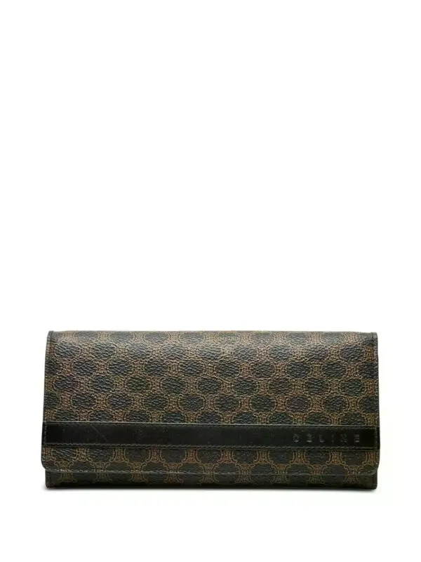Celine 2000 Macadam Coated Canvas Wallet Long Wallets - Black