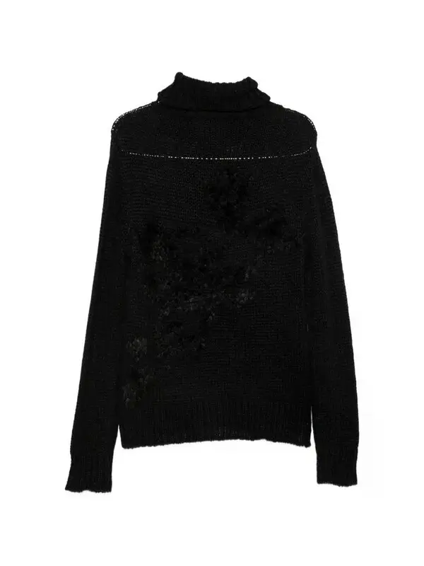 ANN DEMEULEMEESTER Mohair-blend Floral-patch High Neck Sweater