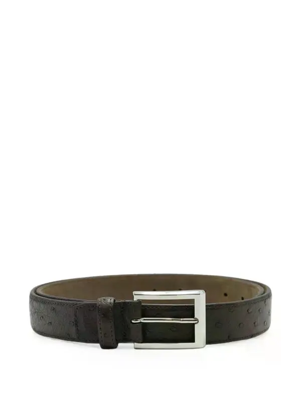 MOORER Pebbled-effect Leather Belt - Brown