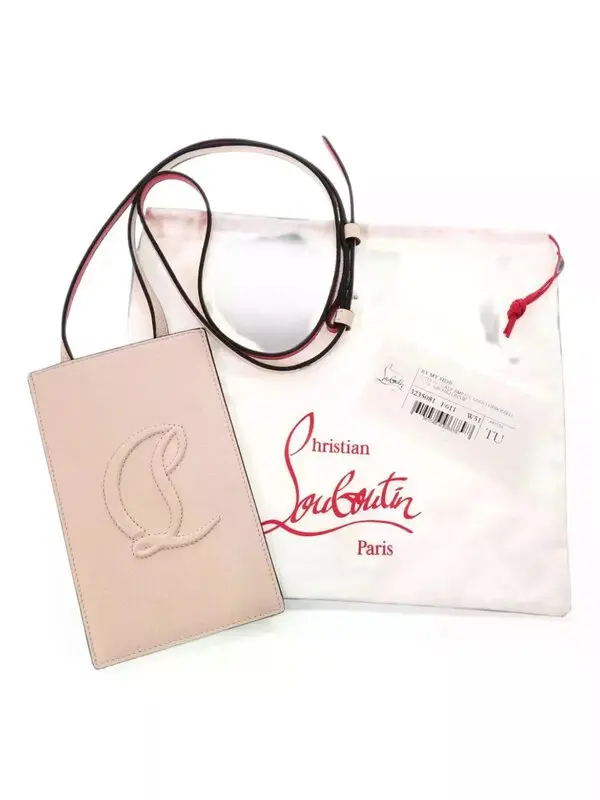 CHRISTIAN LOUBOUTIN 2010-2026 Grained Calfskin My Side Phone Holder Crossbody Bag - Pink