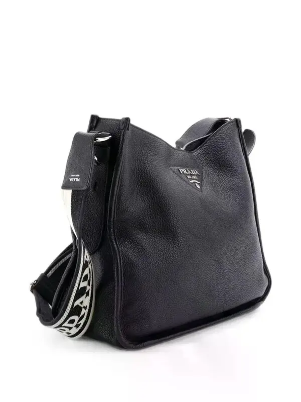 Prada Logo Strap Leather Medium Hobo Bag