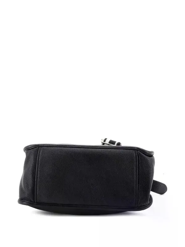 Prada Logo Strap Leather Medium Hobo Bag - Black