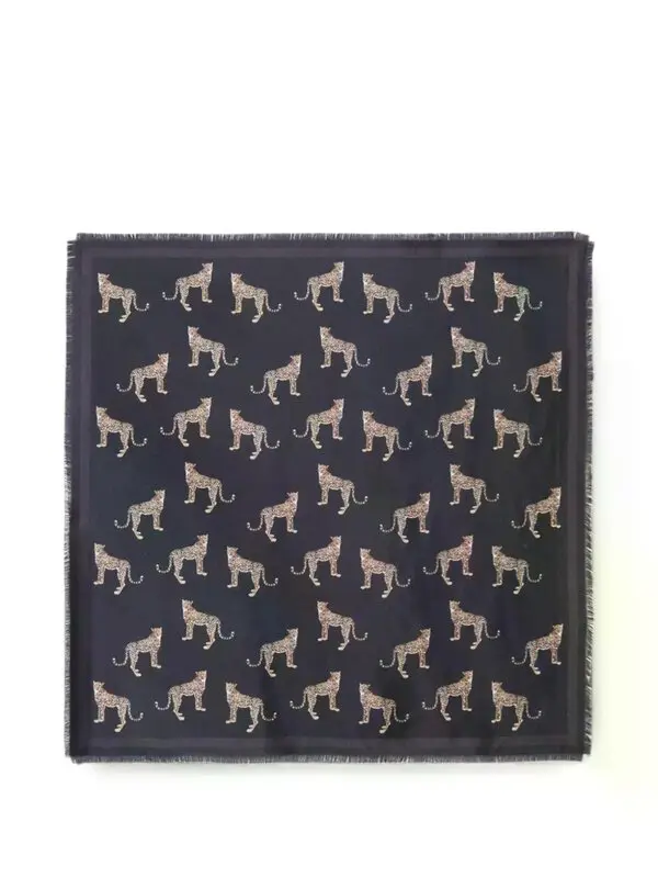 NILI LOTAN Cheetah-print Twill Scarf - Black