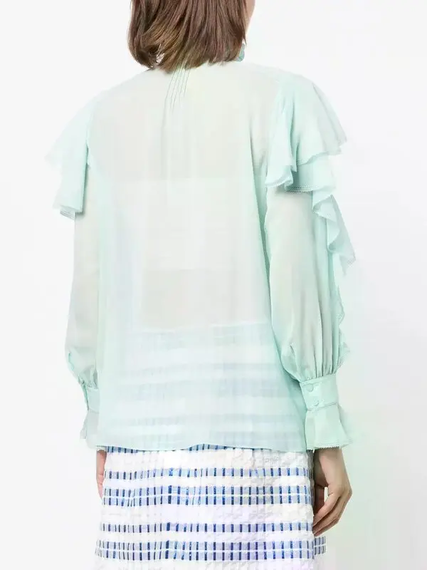 Shiatzy Chen Silk Ruffle Shirt