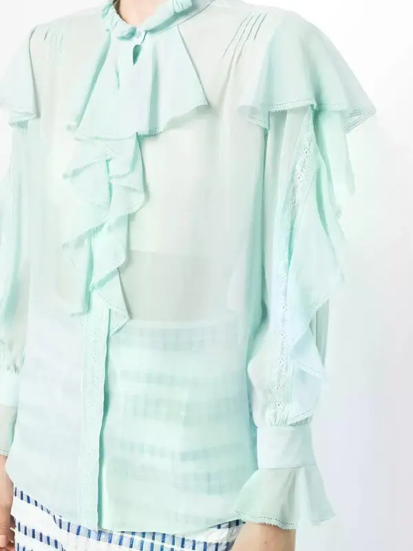 Shiatzy Chen Silk Ruffle Shirt