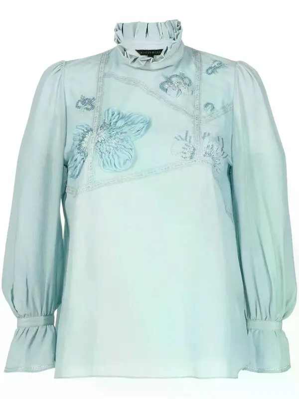 Shiatzy Chen Floral Appliqué Blouse
