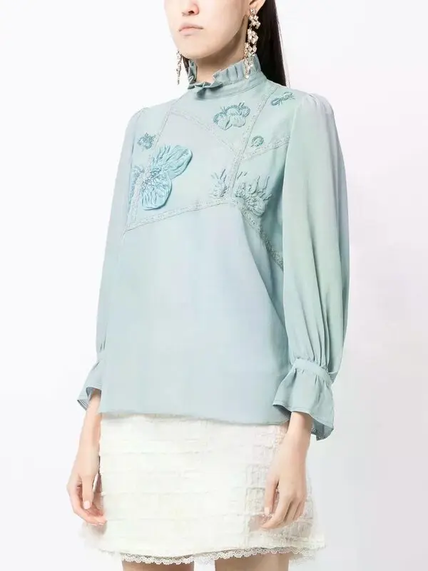 Shiatzy Chen Floral Appliqué Blouse
