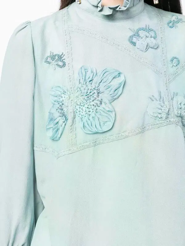 Shiatzy Chen Floral Appliqué Blouse