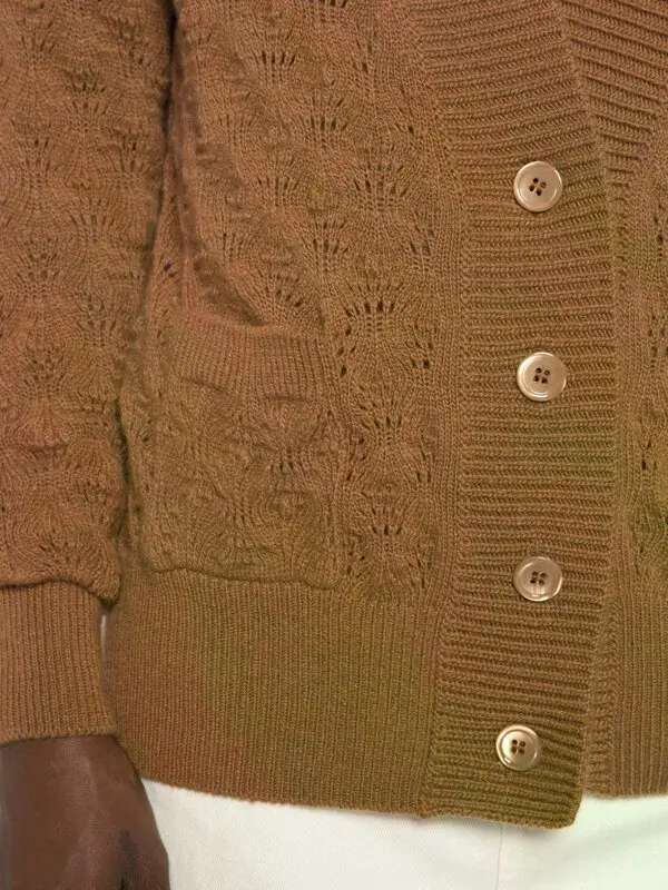 Ermanno Scervino Cable Knit Pointelle Trim Cardigan