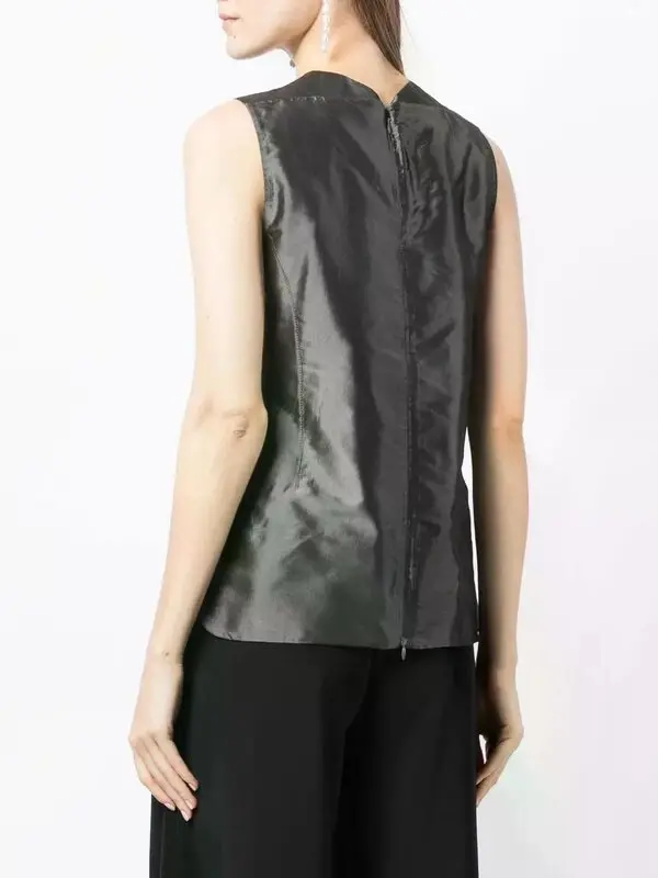 Shiatzy Chen Sleeveless Blouse With Contrasting Trim