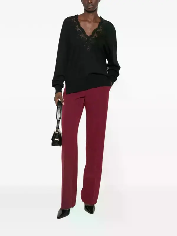 ERMANNO FIRENZE Lace-trim V-neck Sweater