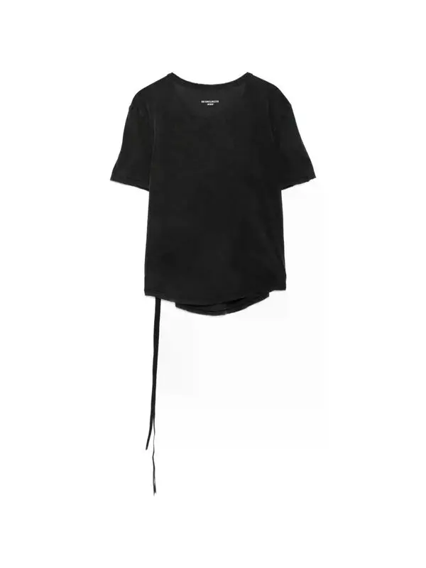 ANN DEMEULEMEESTER Washed Slogan Print T-shirt With Side Tie Detail - Black