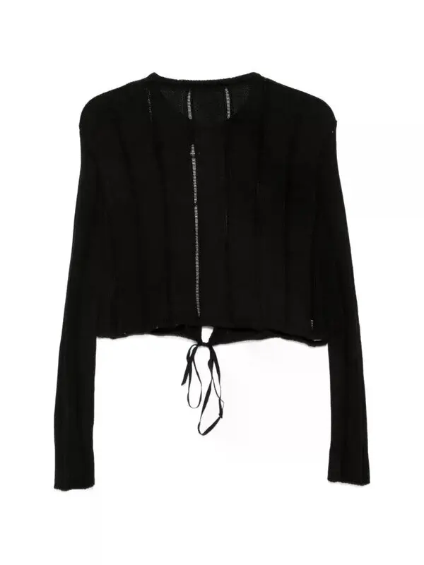 ANN DEMEULEMEESTER Open-knit Tie-fastening Cardigan - Black