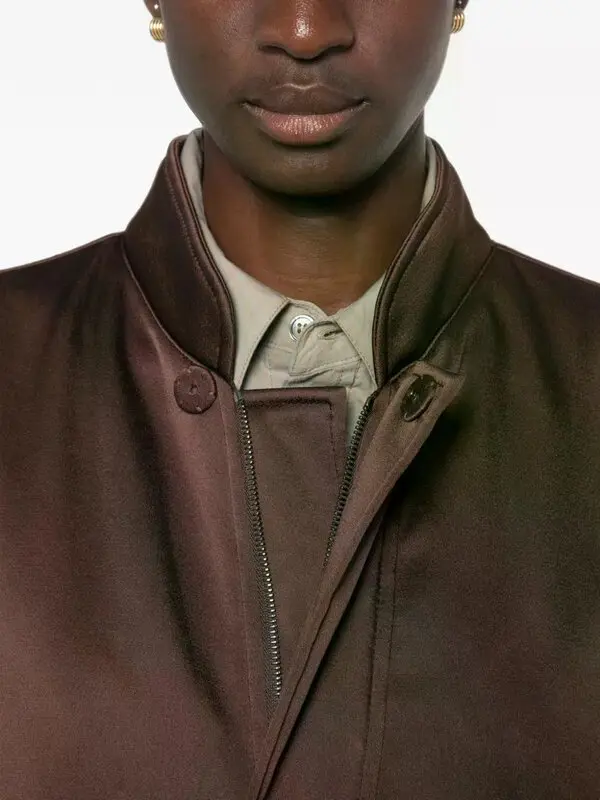 Federica Tosi Satin Finish Oversized Bomber Jacket - Brown
