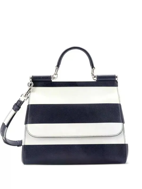 Dolce & Gabbana Striped Leather Satchel