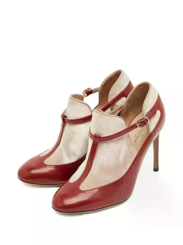 Valentino Garavani Leather Velvet T-strap Pumps