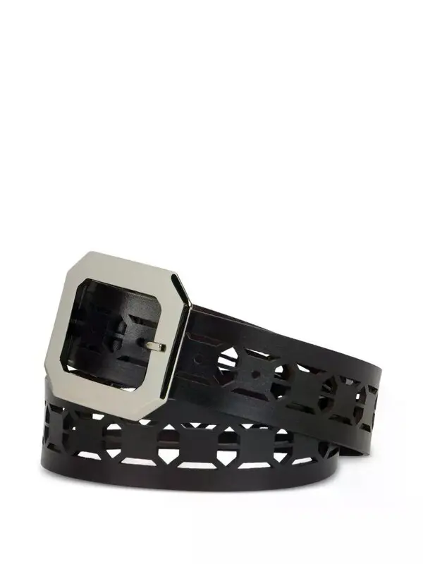 Alberta Ferretti Perforated Leather Belt - Black