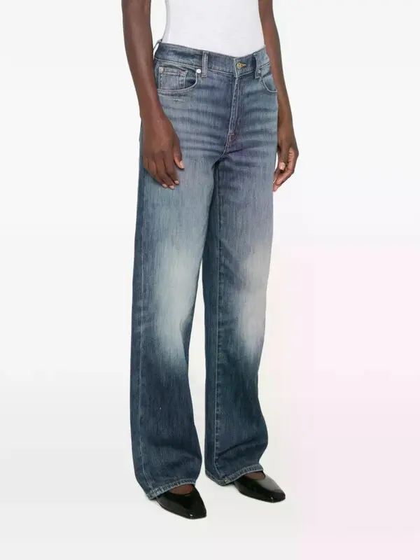 7 For All Mankind Faded Straight-leg Jeans