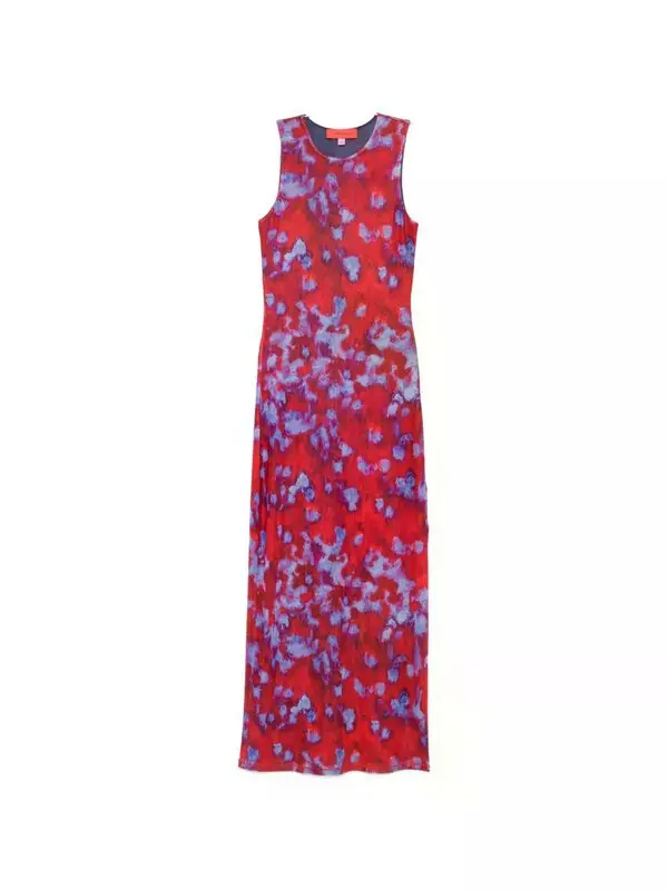 Eckhaus Latta Duet Abstract-print Sleeveless Maxi Dress - Red