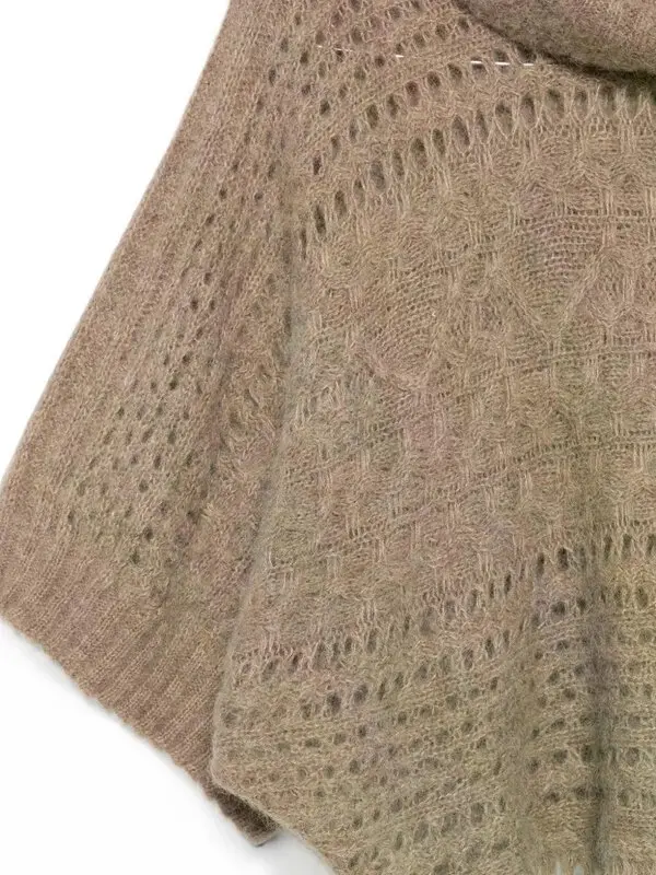 D.exterior Fringe Trim Open-knit Sweater