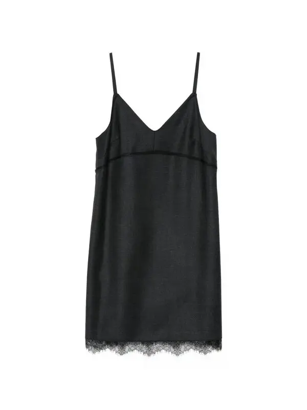 TELA Lace-trim Slip Mini Dress - Grey