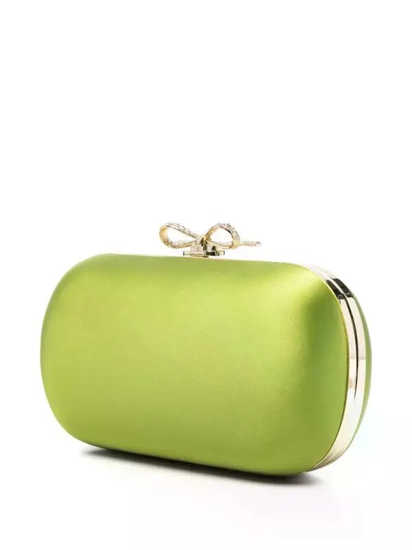 SELF-PORTRAIT Bow Detail Clutch Bag - Green