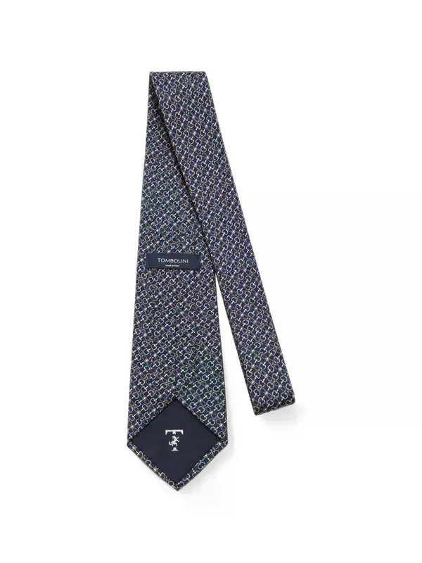 TOMBOLINI Silk Horsebit Print Neck Tie - Blue