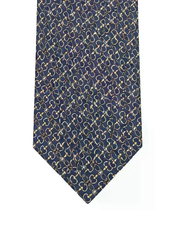TOMBOLINI Silk Horsebit Print Neck Tie - Blue