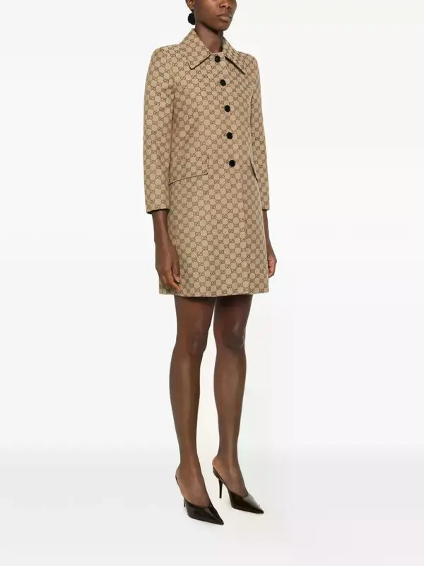 Gucci Gg Cotton Canvas Single-breasted Coat