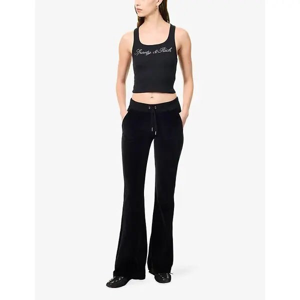 Sporty & Rich Cropped Cotton Tank Top With Crystal Logo