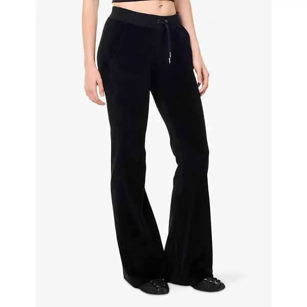 SPORTY & RICH Crystal-embellished Flared Cotton Jogging Bottoms
