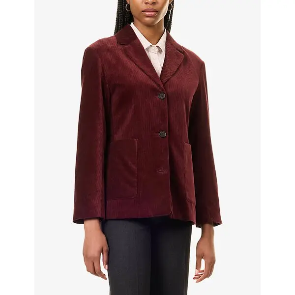 Max Mara Maranta Rib-knit Velvet Cotton Blazer