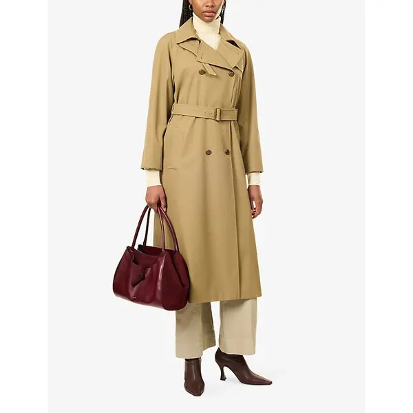 Max Mara Giusto Water Repellent Wool Blend Trench Coat