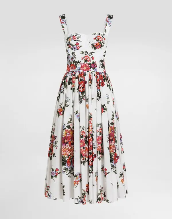 Dolce & Gabbana Floral Bouquet Print Cotton Dress - Multicolor