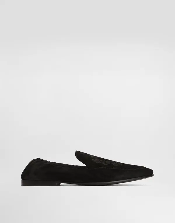 Dolce & Gabbana Calfskin Slippers Driver Shoes And Loafers - Black