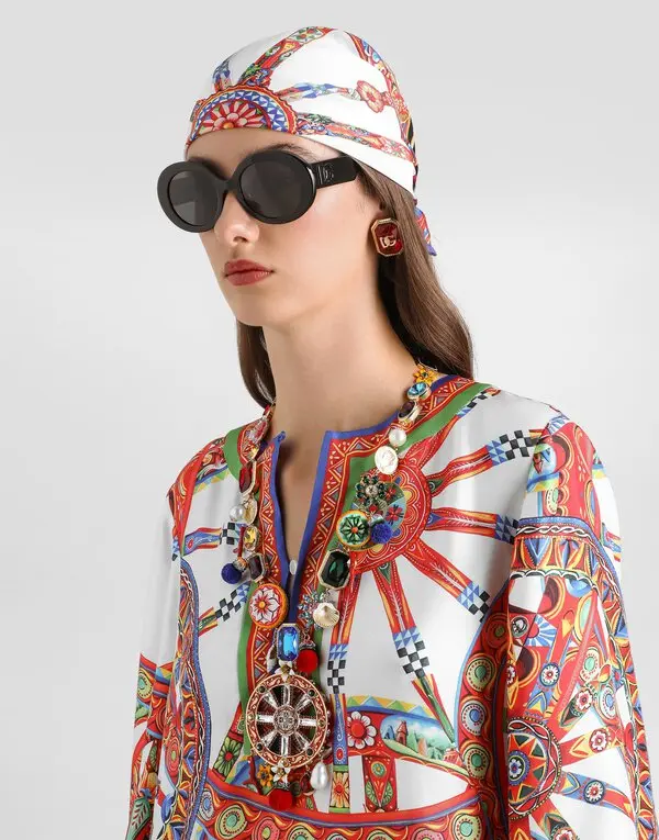 Dolce & Gabbana Carretto-print Long Twill Kaftan Dress