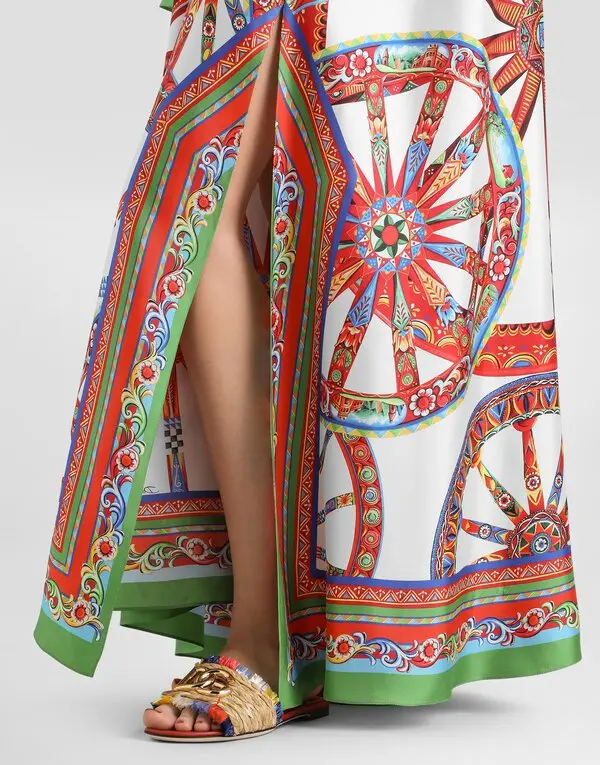 Dolce & Gabbana Carretto-print Long Twill Kaftan Dress