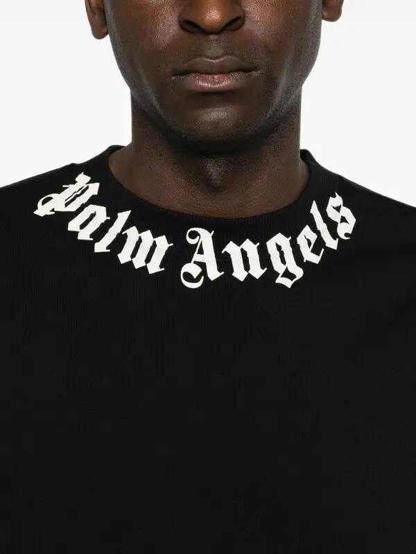 Palm Angels Neck Logo Cotton Sweatshirt