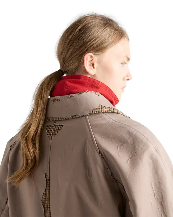 Prada Bonded Poplin Coat With Devoré Effect