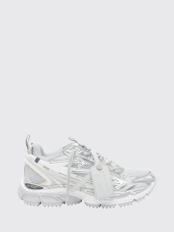 Off-White Leather And Mesh "be Right Back" Lace-up Sneakers - Grey